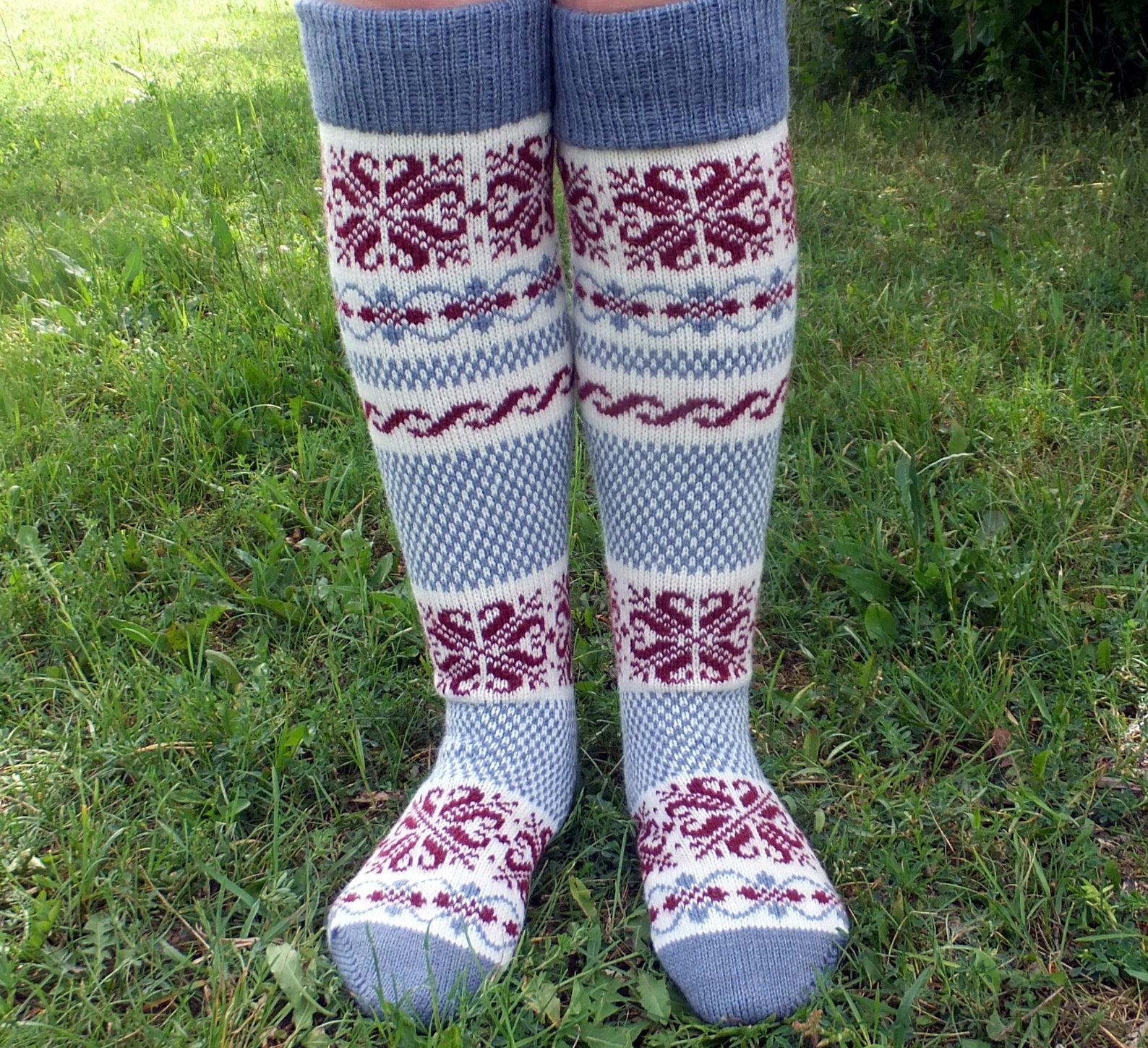 Long Wool Socks With Scandinavian Patterns. Legs Warmer. Women - Etsy