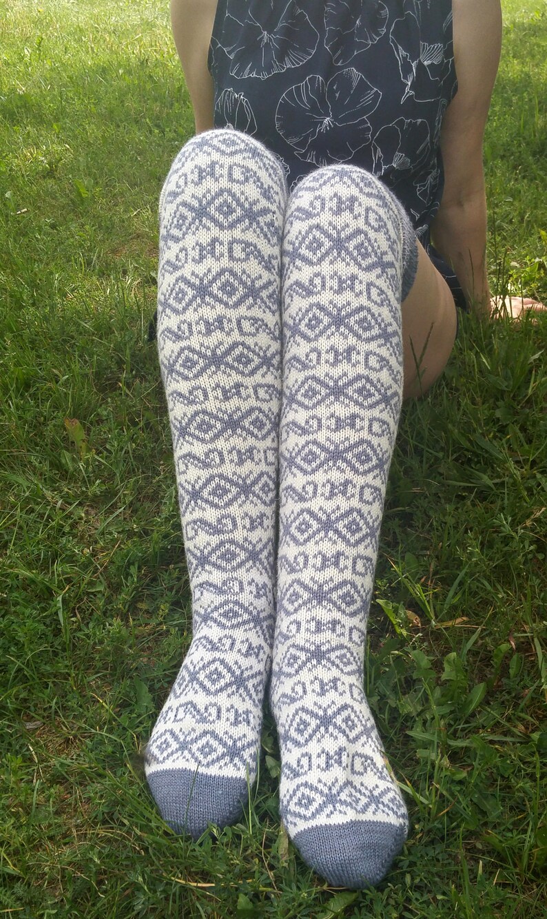 Extra Long Wool Socks Above Knee Knit Wool Socks. Hand Made - Etsy