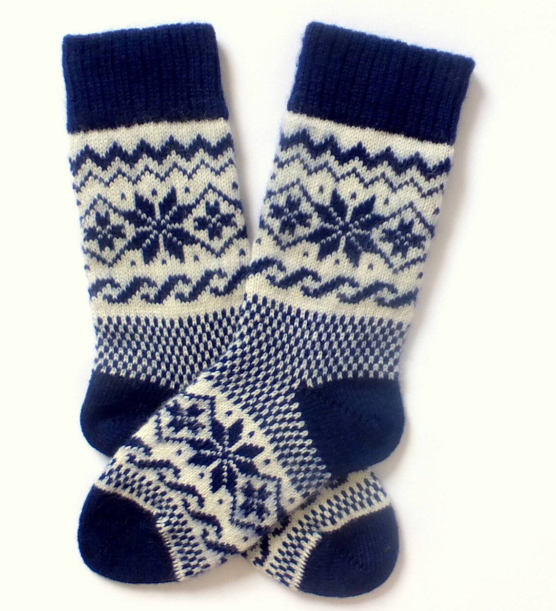 Knit Wool Socks Navy blue hand made socks Women and Men socks | Etsy