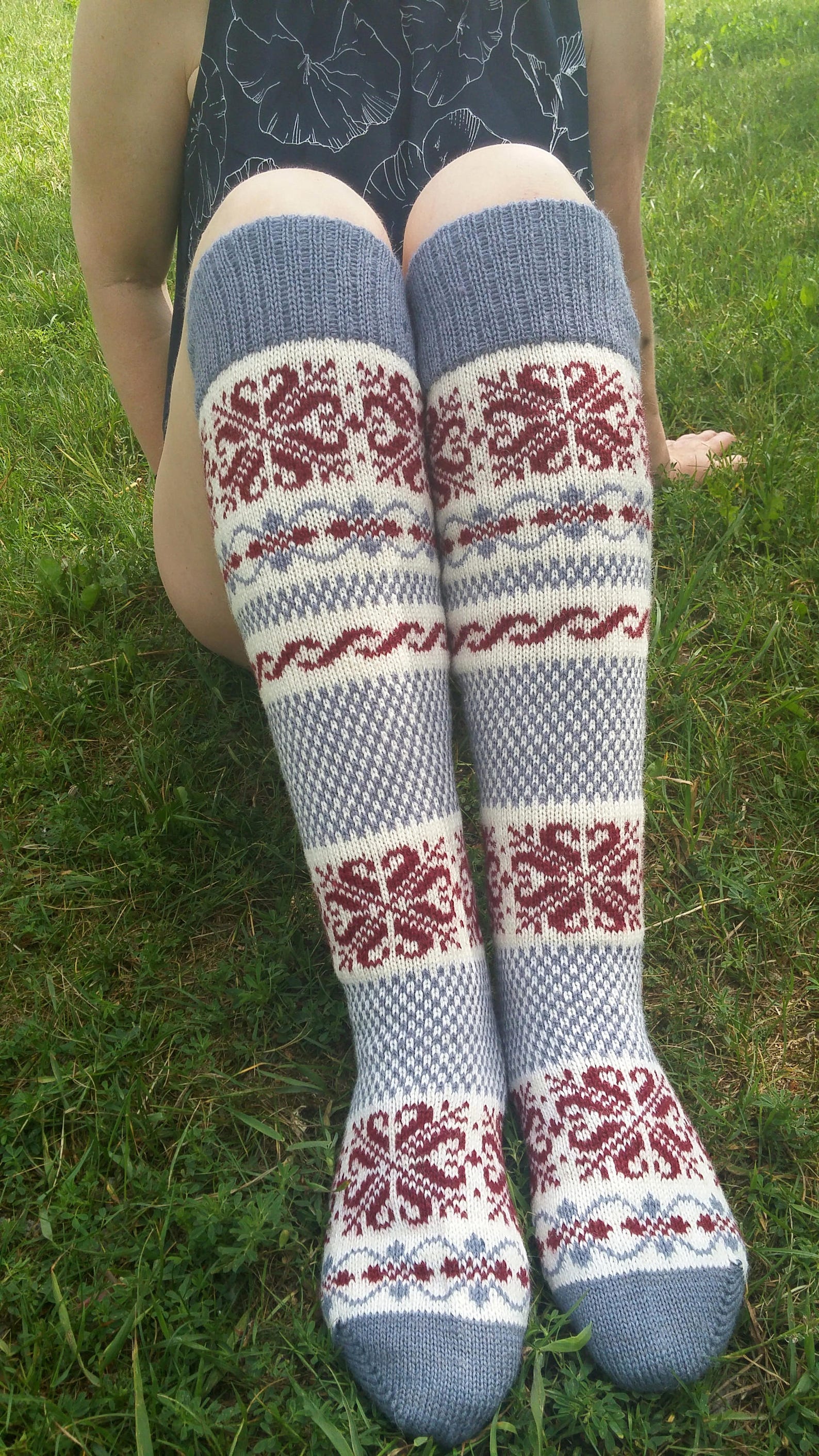 Long Wool Socks With Scandinavian Patterns. Legs Warmer. Women - Etsy