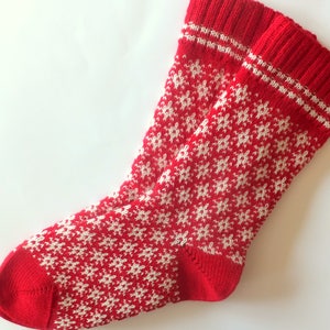 Christmas Wool Socks Knit Red Wool Socks Socks With Patterns Hand Made ...
