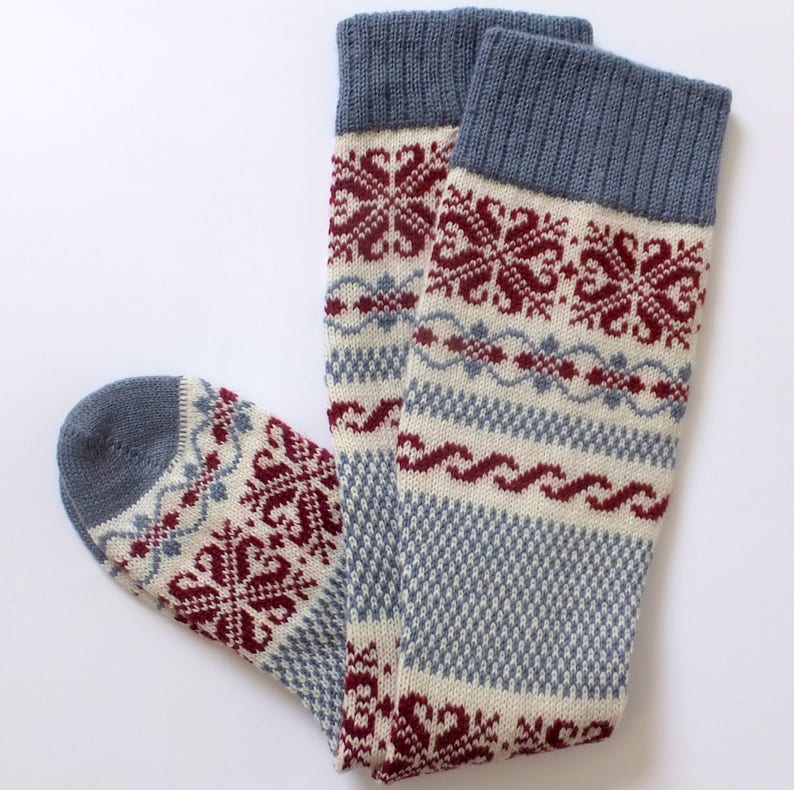 Long Wool Socks With Scandinavian Patterns. Legs Warmer. Women - Etsy