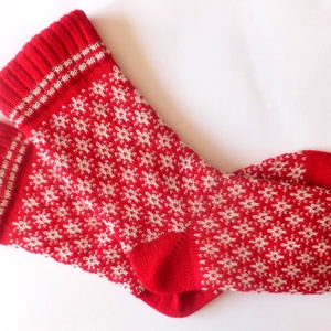 Christmas Wool Socks Knit Red Wool Socks Socks With Patterns Hand Made ...