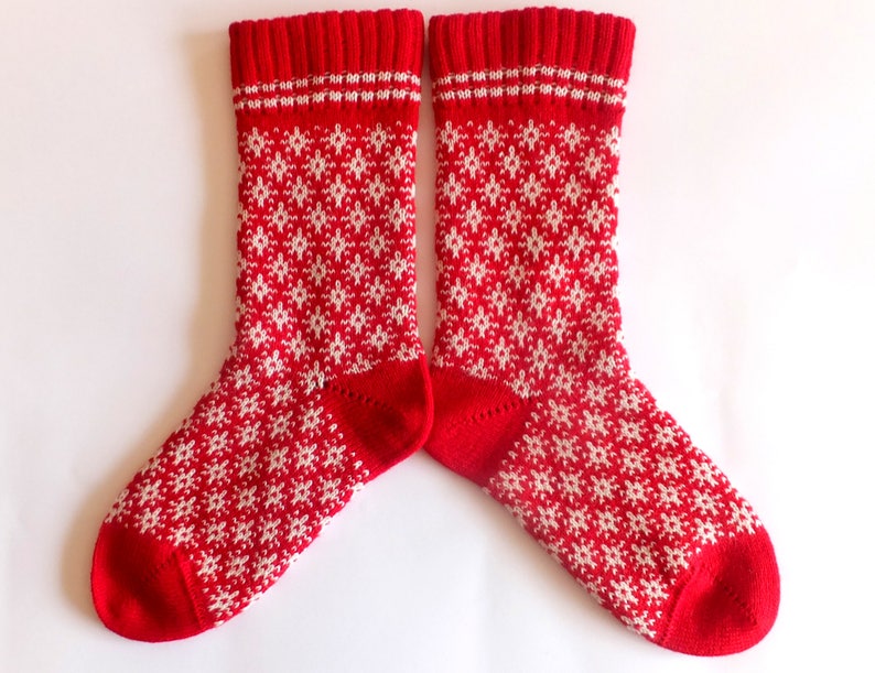 Christmas Wool Socks Knit Red Wool Socks Socks With Patterns | Etsy