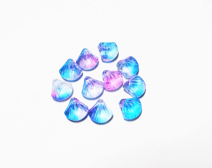 11 Pc 10 Mm Shell Glass Blue Aqua Green Clear - Etsy