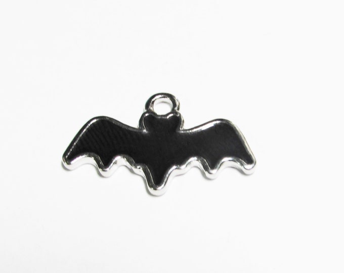 1 Pc 12 X 19 Mm Enamel Bat Black Charm Beads Beading - Etsy