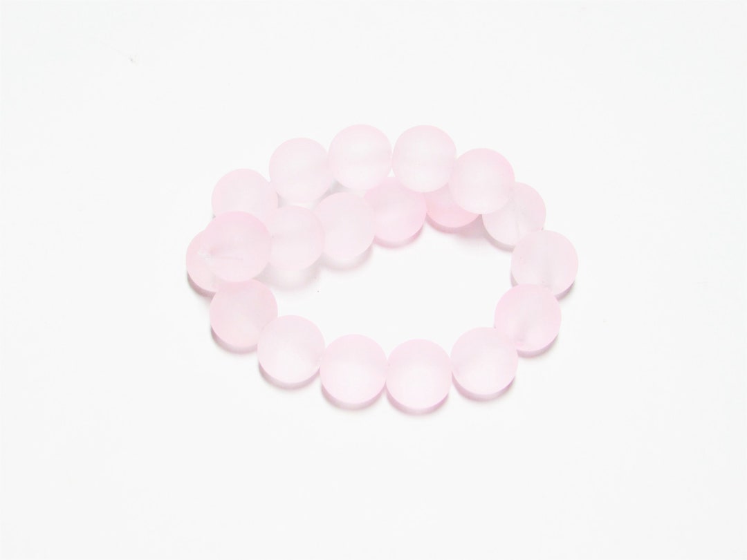 Round Light Pink Recycled Glass Sea Glass Pink 7 Strand - Etsy