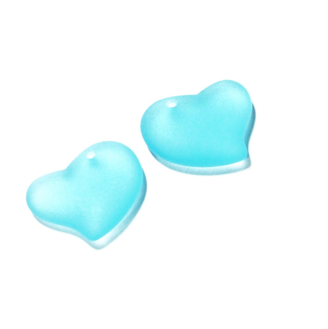 Heart Recycled Glass Aqua Beads Beadiang Jewelry Supplies 19x17 Mm - (2 ...