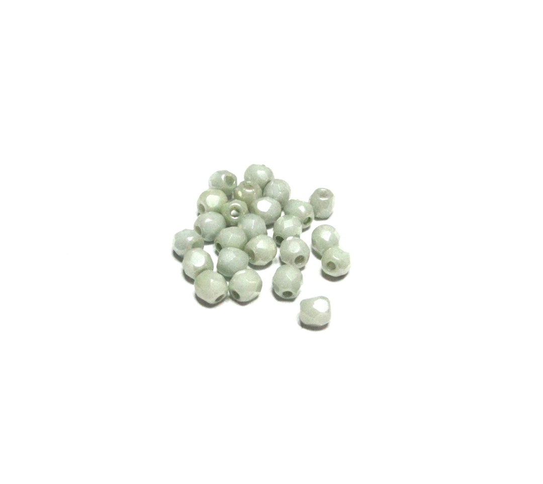 24 Pc 3 Mm Round Mint Green FP Fire Polished Czech Glass Facet Luster ...