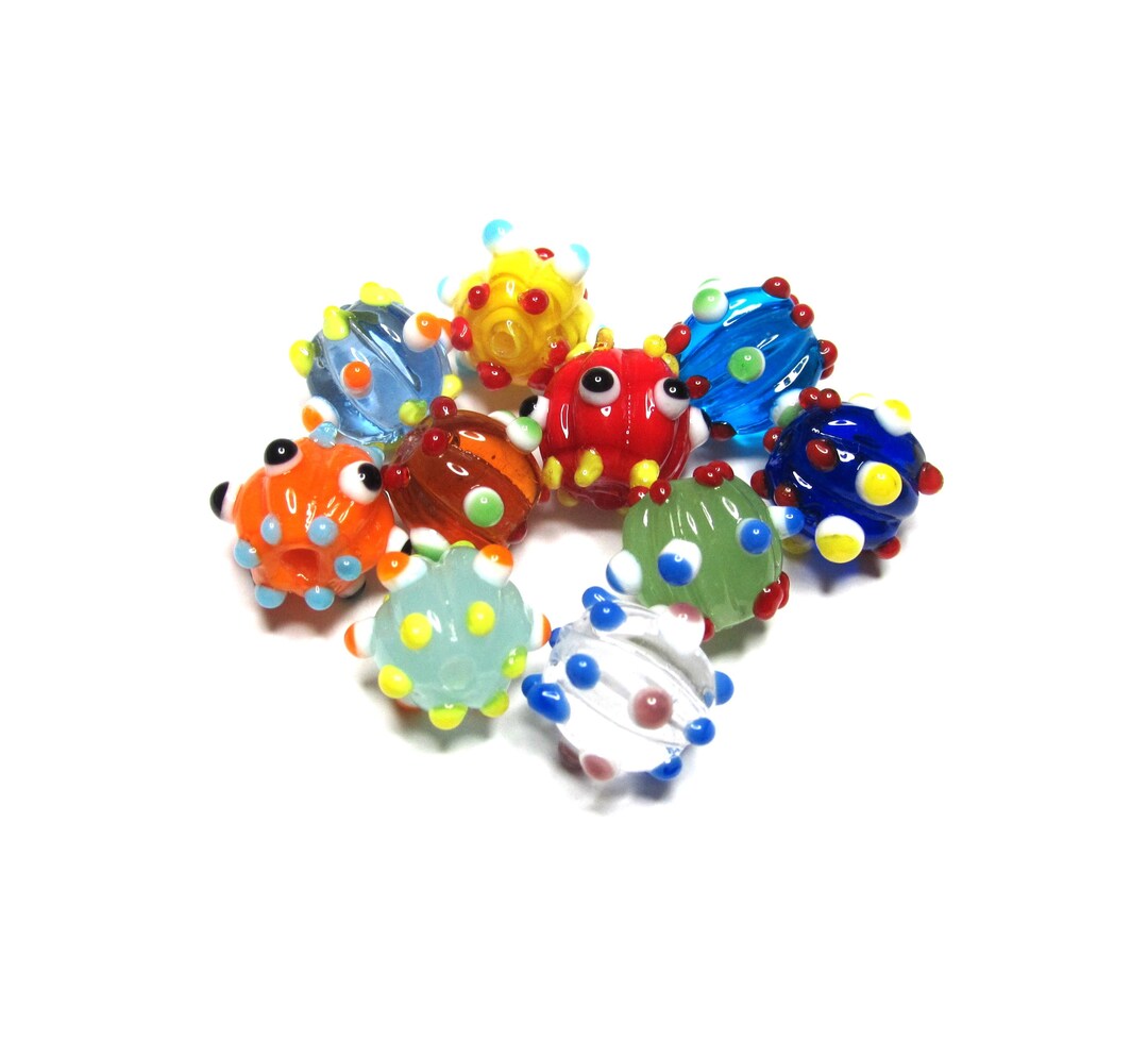Lampwork Bumpy Beads - 10 Mm (you Choose Color) Round Glass Craft ...