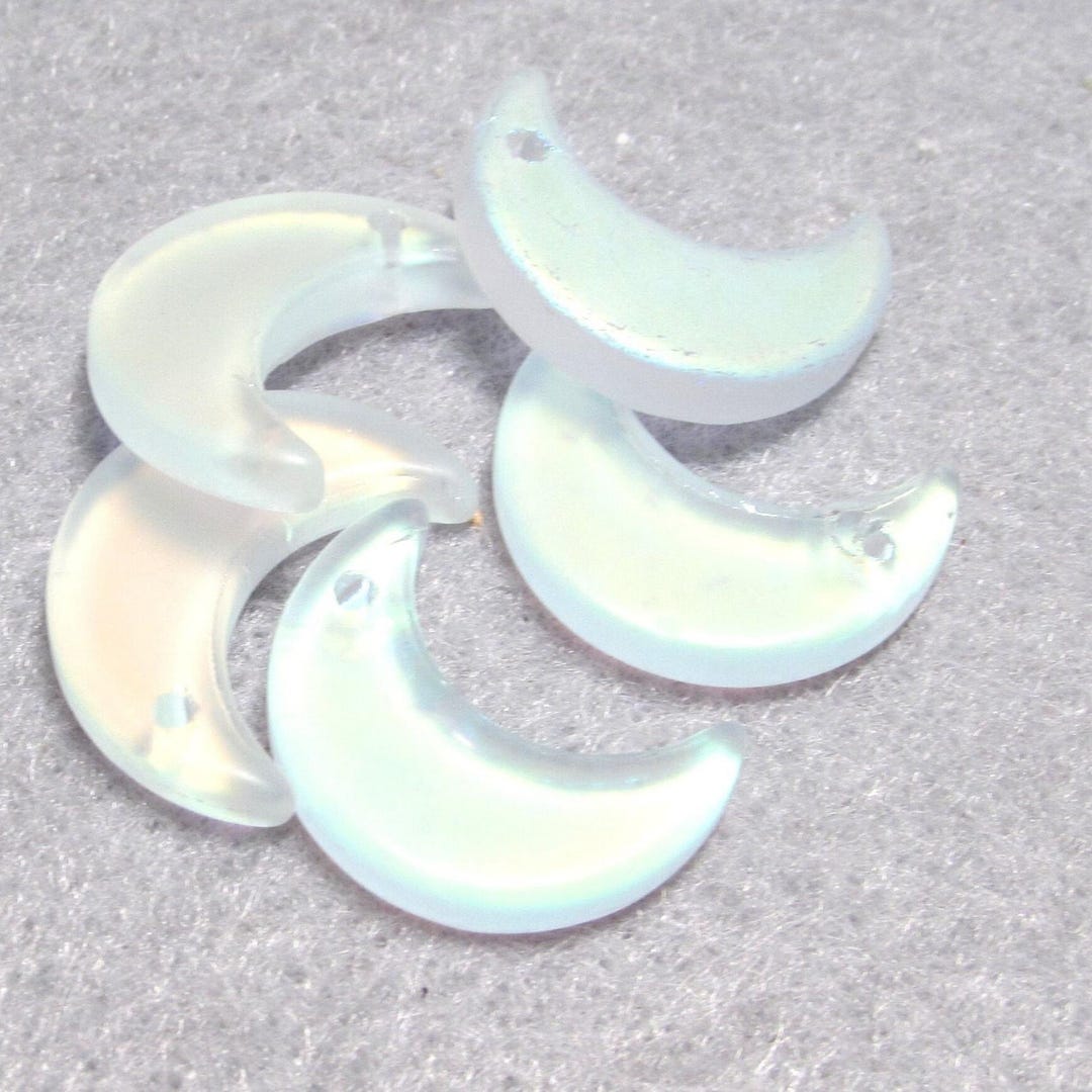 5 Pc - 15 X 6 Mm Crescent Moon Glass Aurora Borealis Miniature Opaque ...