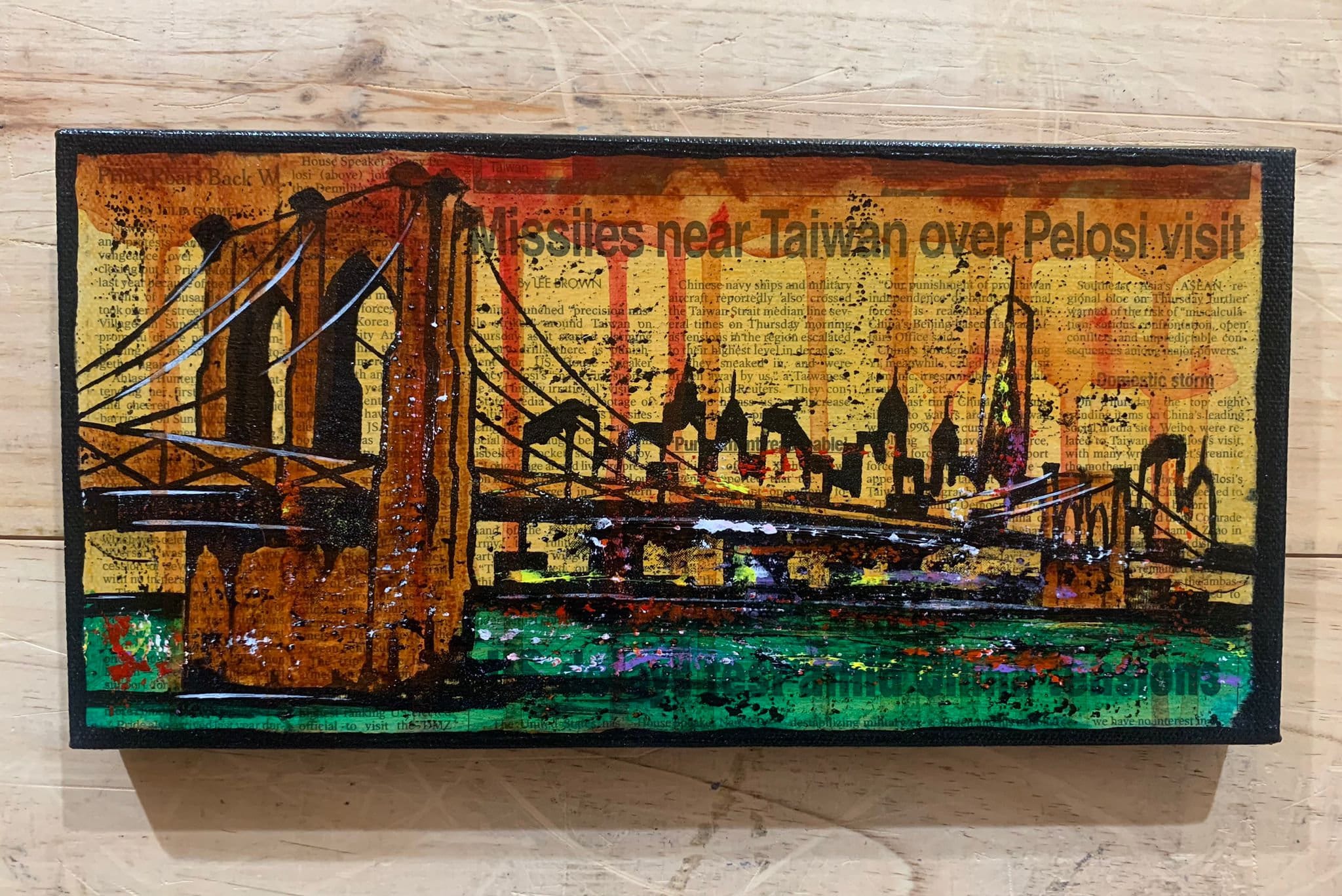 New York City skyline Newspaper on Canvas and Mixed Media and Collage ...