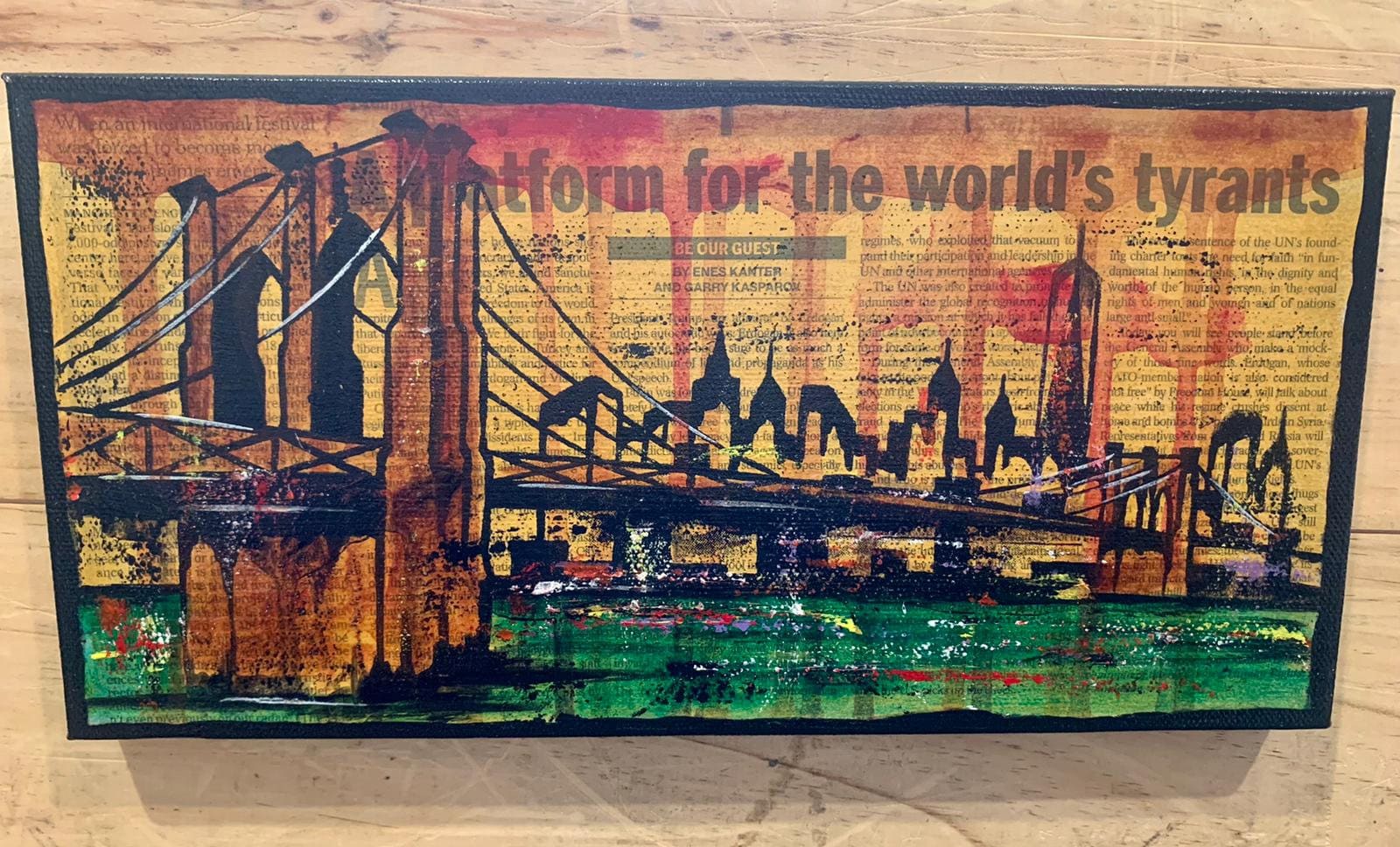 New York City skyline Newspaper on Canvas and - Etsy