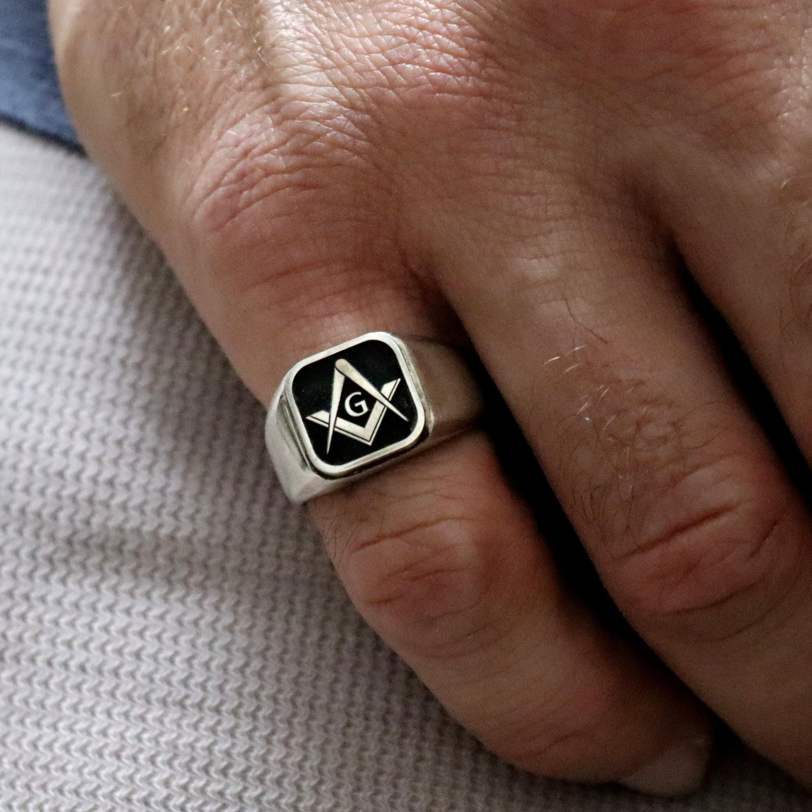 Personalized Freemason Symbol Signet Ring 925 Sterling Master Mason ...