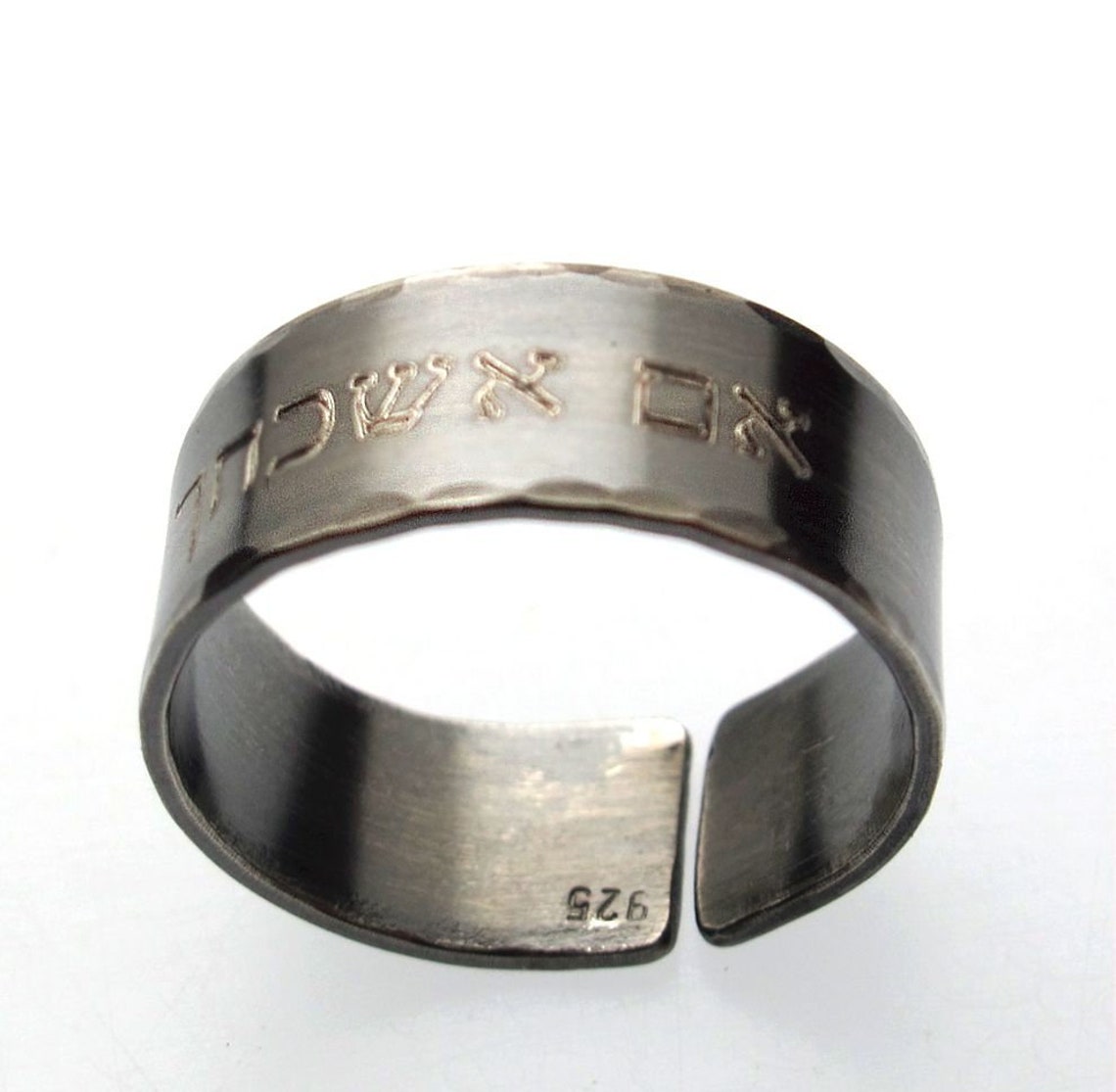 Bereavement Ring Memorial Band Mens Ring Hebrew Customized - Etsy