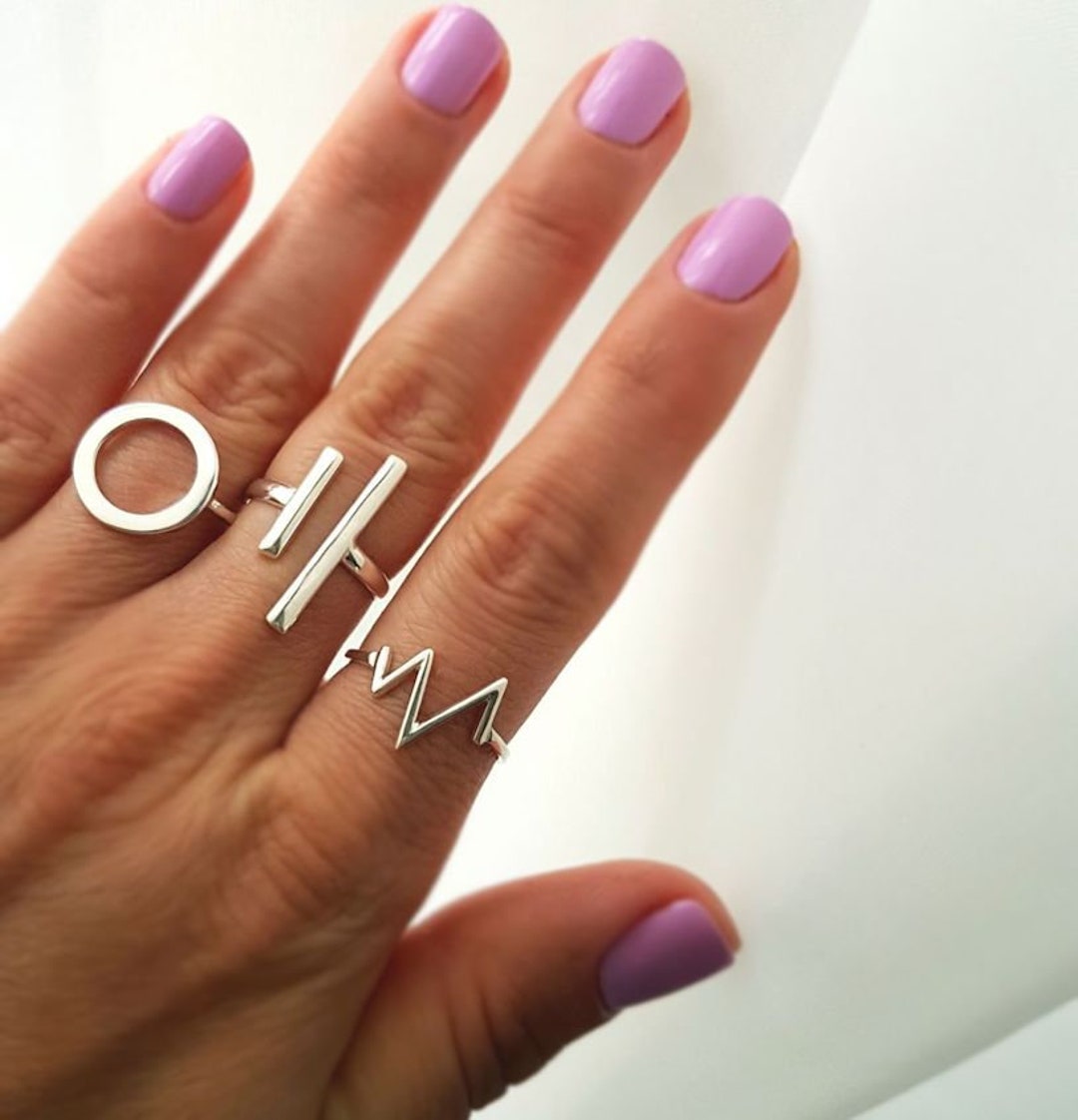 Asymmetrical Bar Ring, Sterling Silver 2 Bars Ring, Double Bar Ring ...