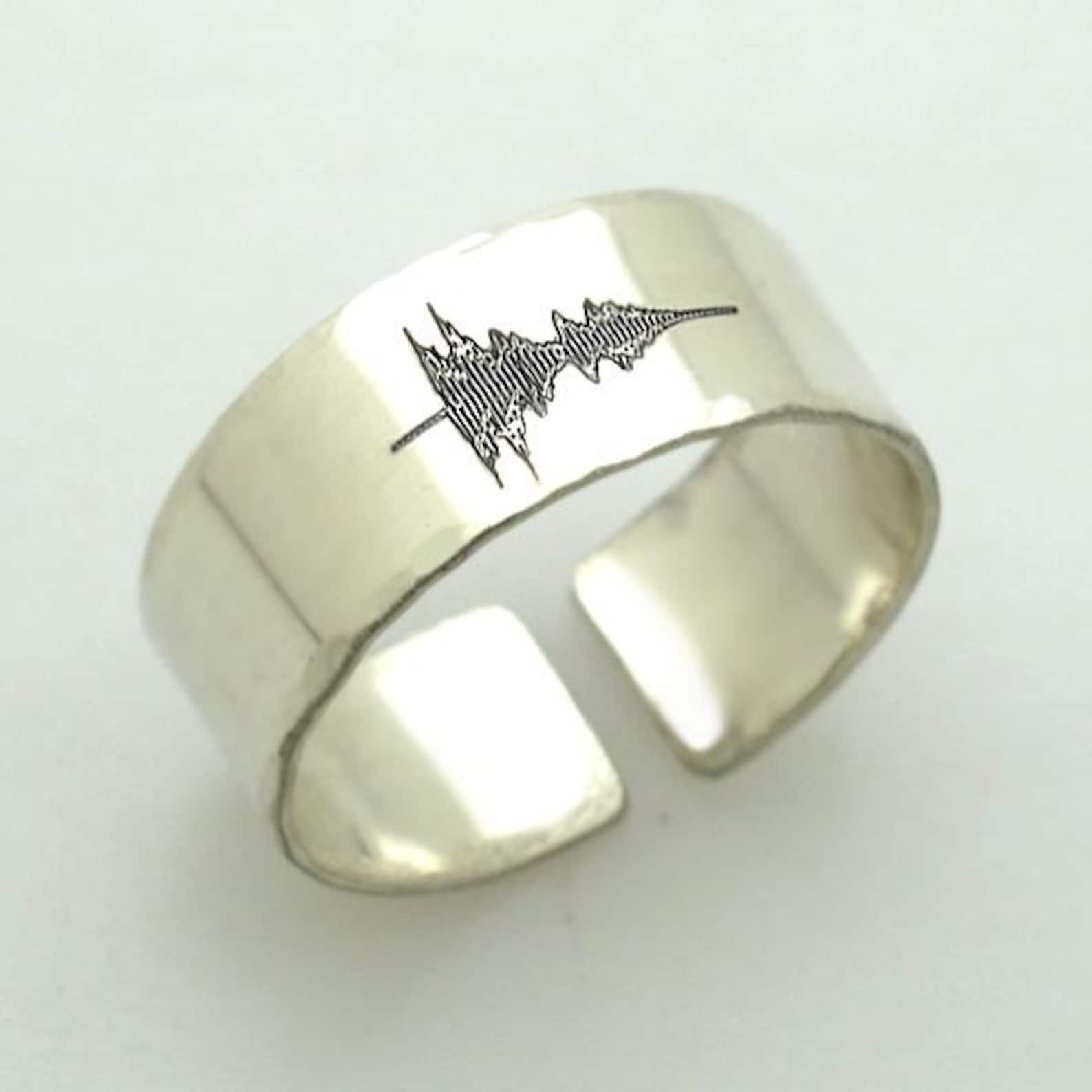 Custom Soundwave Ring Sound Wave Jewelry Engraving Wedding Band Gift ...