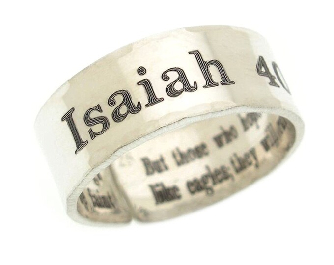 Custom ENGRAVED PSALM 23 RING Jonh 15 Sterling Silver Engraving Bible ...