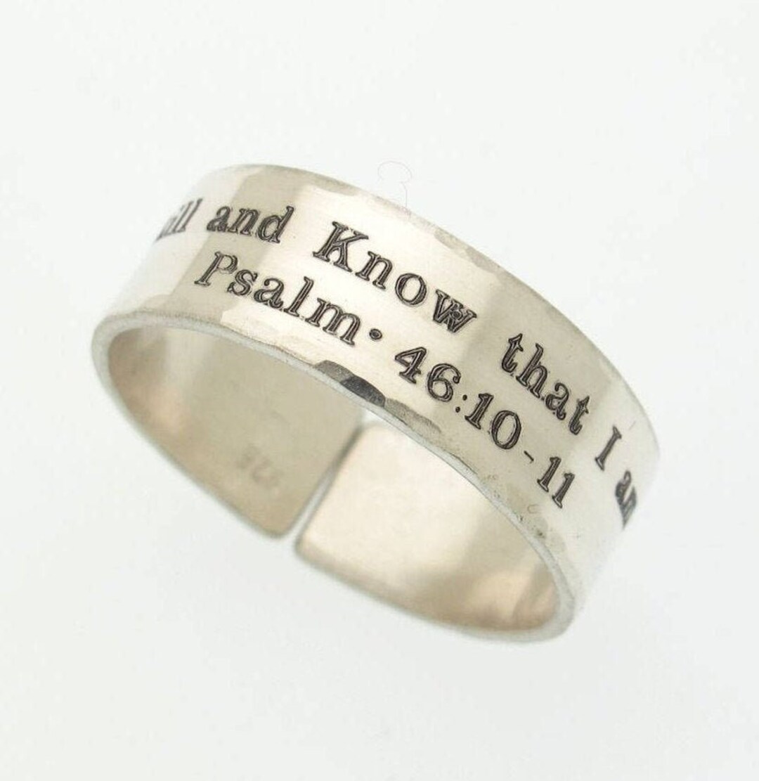Psalm 46:10 Ring Sterling Silver Custom Inscriptions Scripture Ring Be ...
