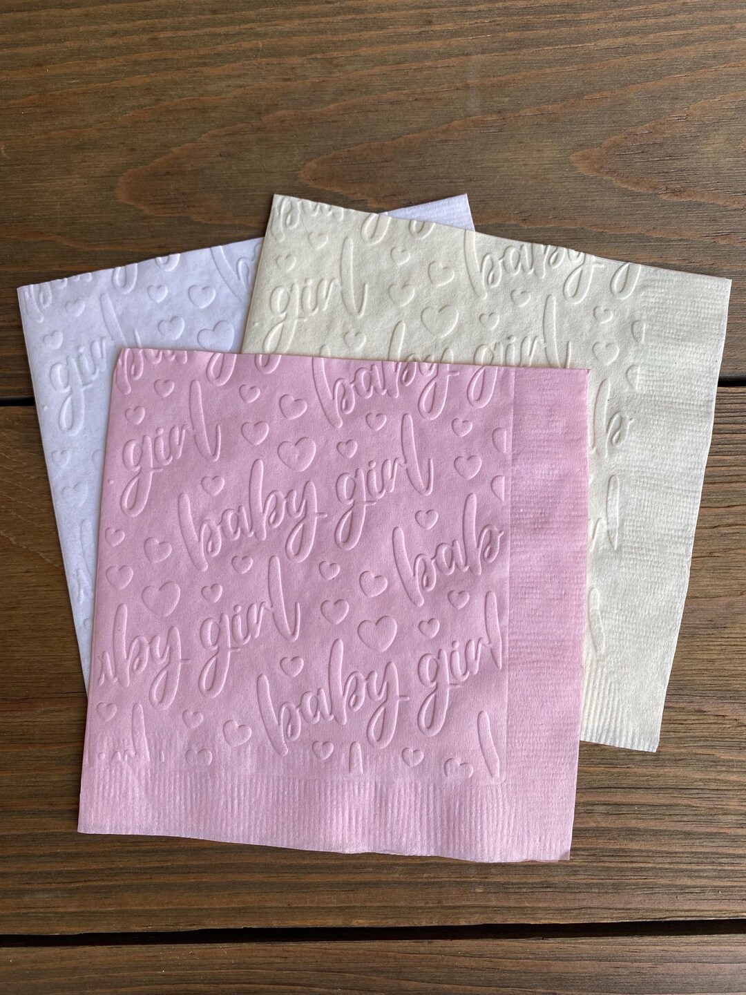 Baby Girl Napkins Embossed Napkins Baby Shower Cake Napkins Drink ...