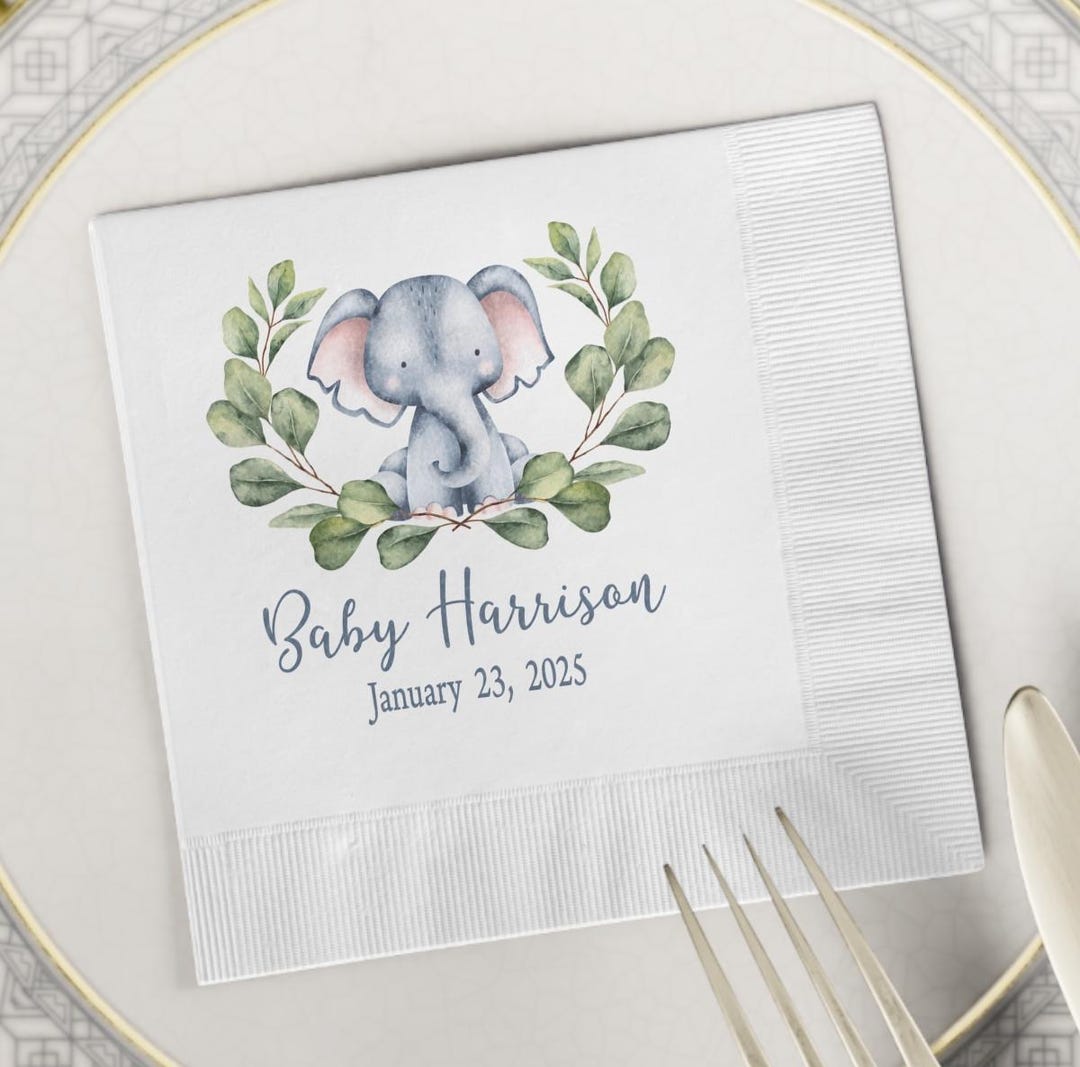 Elephant Napkins Baby Shower Napkin Elephant Watercolor Elephant Napkin ...