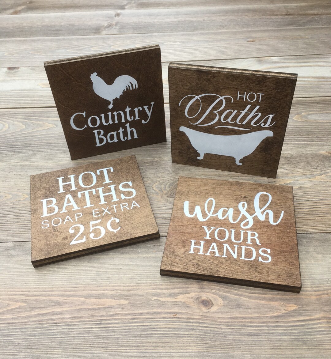 B1G1 Free Mini Signs Shelf Sitter Decoration Bathroom Decor Wood Sign ...