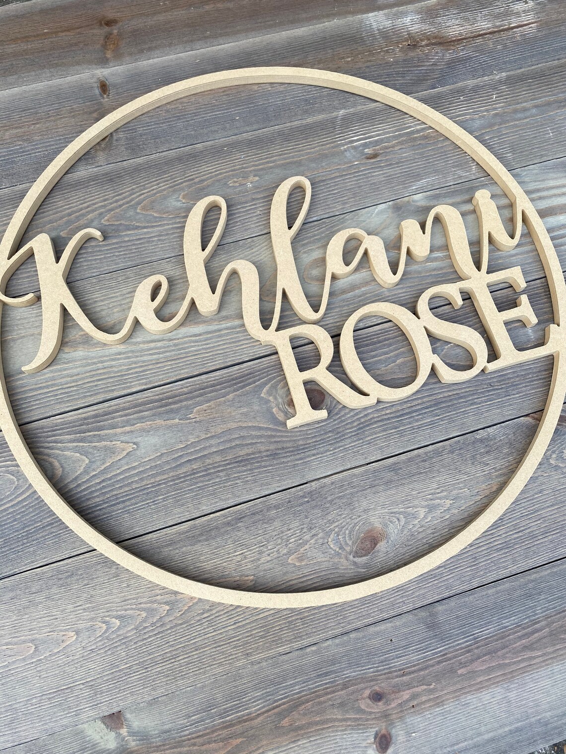 Name wall decor name in circle baby shower decor wood cutout | Etsy