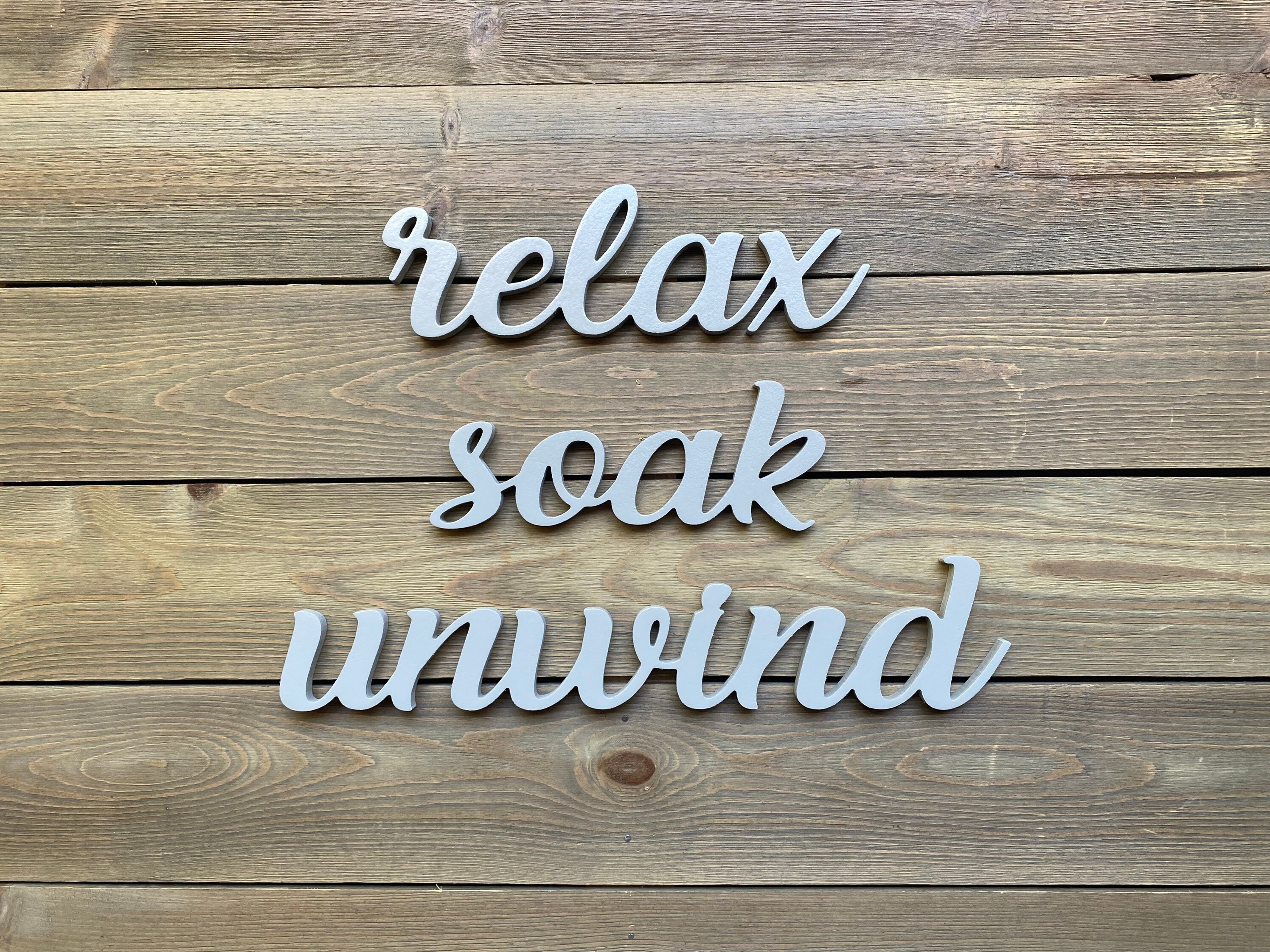 Relax soak unwind wall decor wall sign bathroom sign bathtub | Etsy