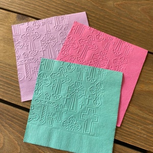Cross Napkins Baptism First Communion Party Decor Embossed Napkins ...