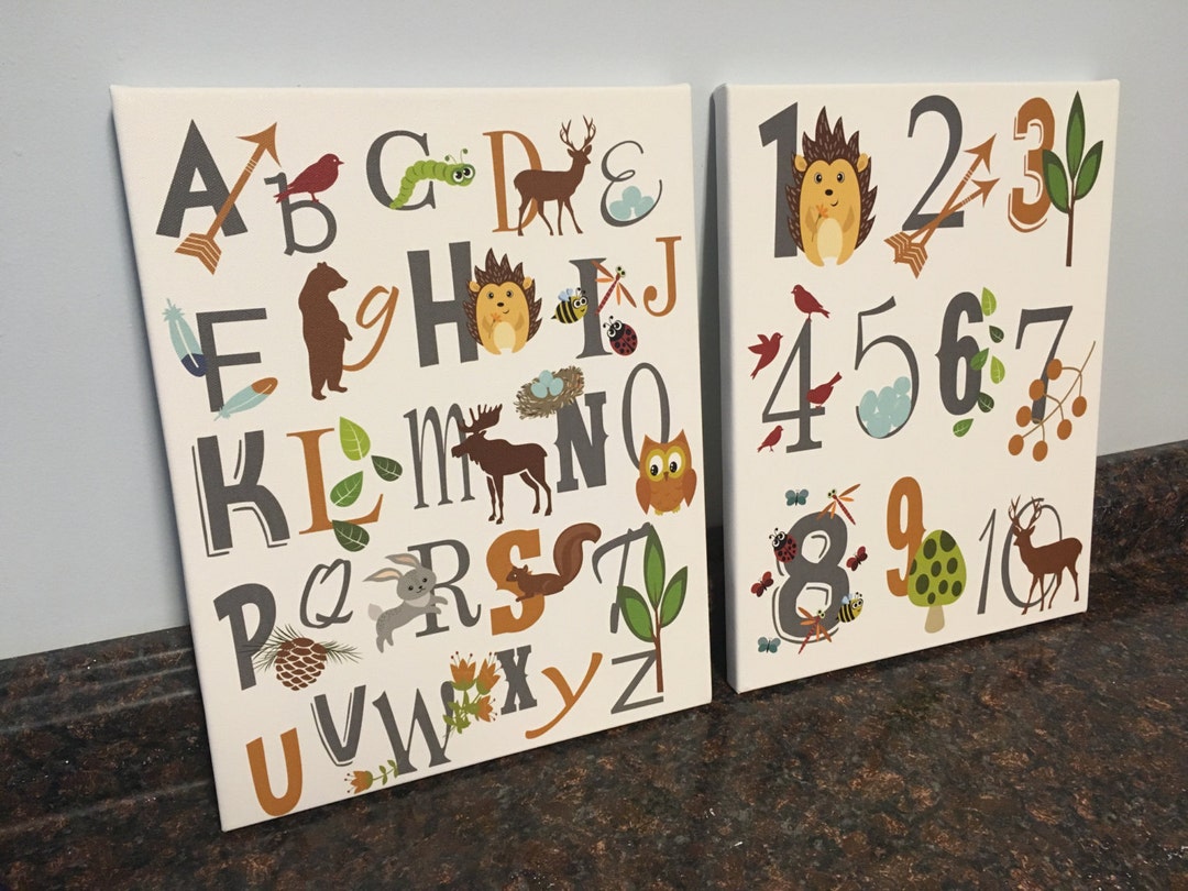 Abc Woodland Print 123 Woodland Animal Print Woodland Animals Woodland ...