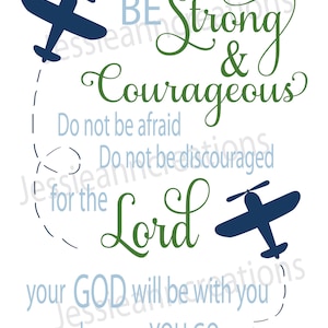 Airplane Nursery Decor, Joshua 1:9 Scripture Canvas Print - Etsy