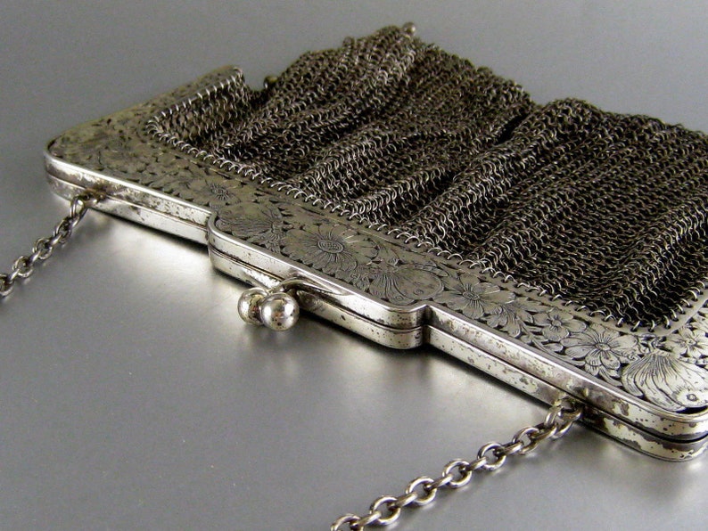 Sterling Silver Purse 1910 Butterflies Flowers Antique Mesh Vintage - Etsy