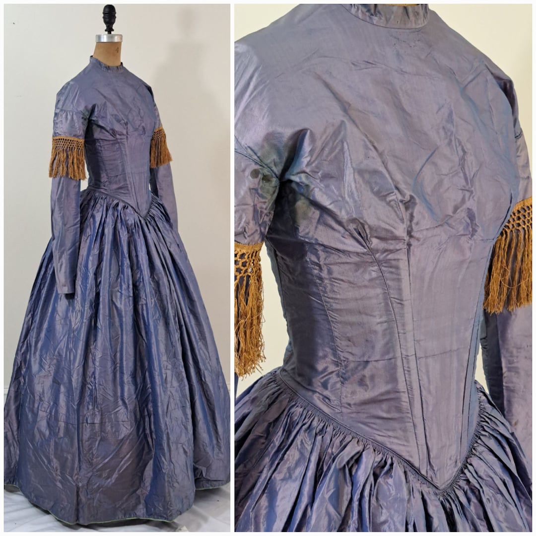 Victorian Blue Shot Silk Dress C1840 Antique Changeable Blue Mauve - Etsy