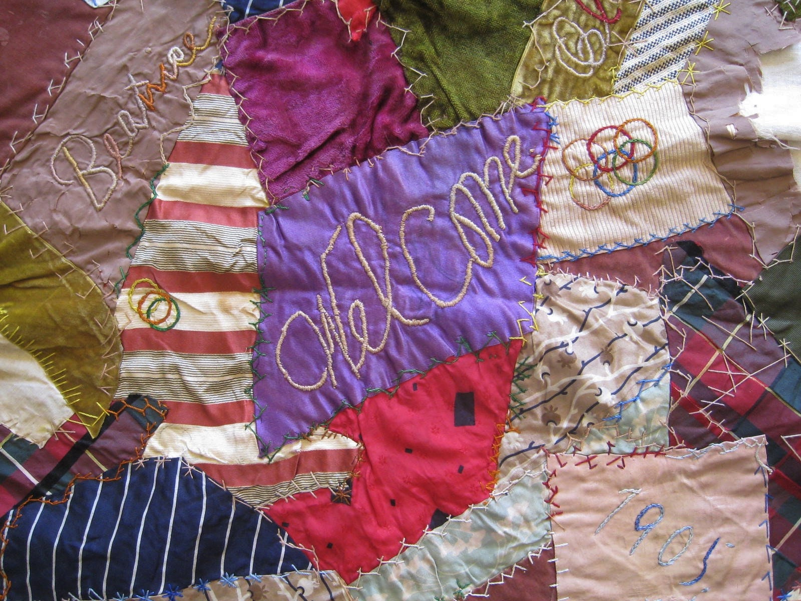 Victorian Crazy Quilt Square c1905 Antique Embroidery Silk | Etsy