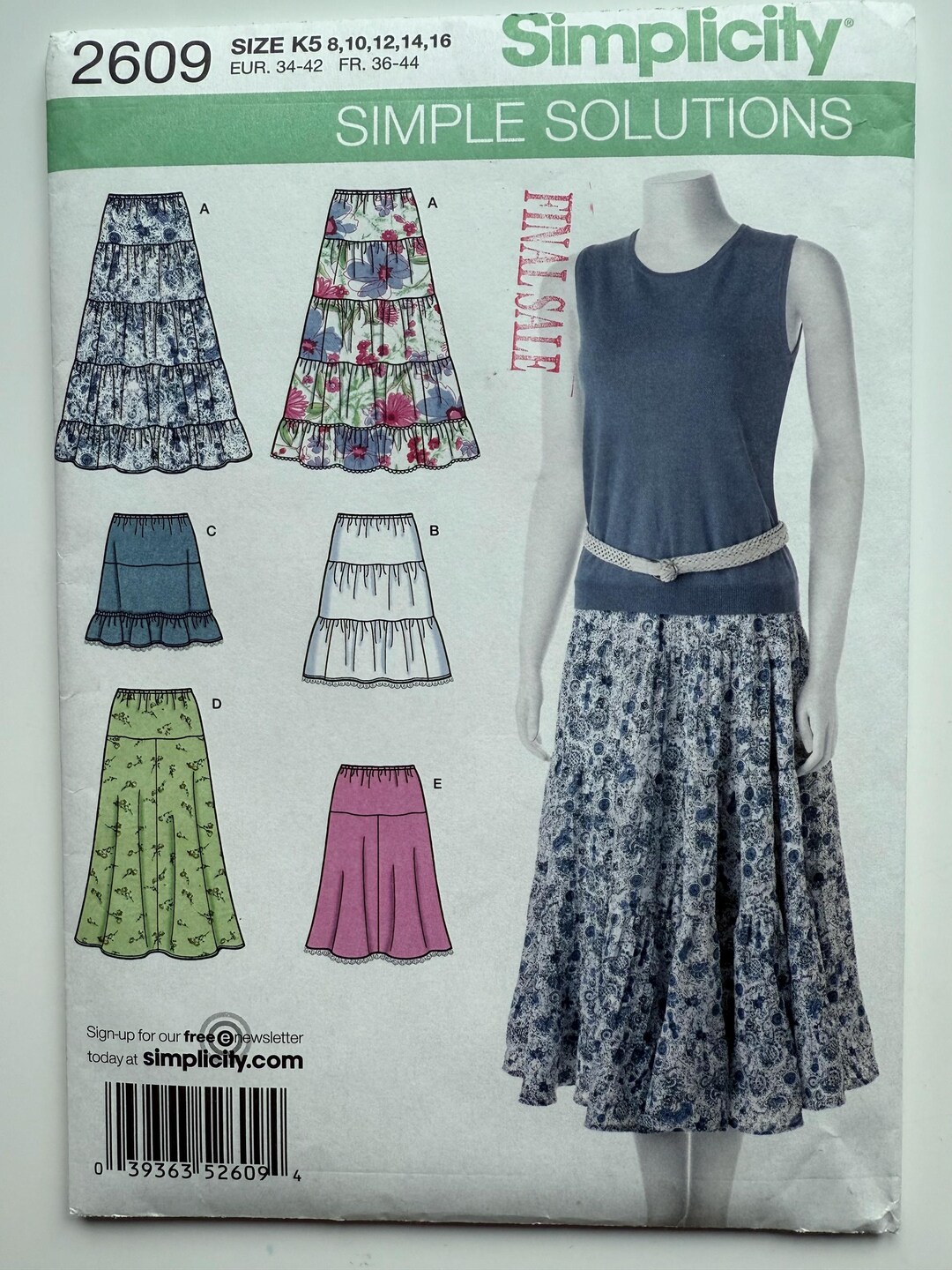 Simplicity 2609 *UNCUT* Size 8 - 16 Skirts, Tiered or Flared A Line ...