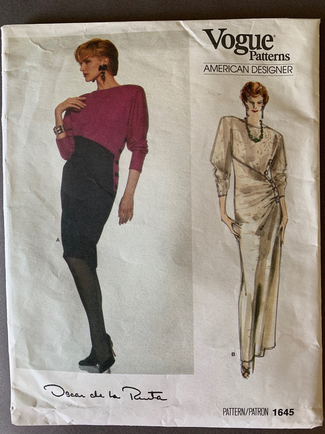 Vintage 1980s Vogue 1645 Size 8 Oscar Da La Renta. Gown or Dress Long ...