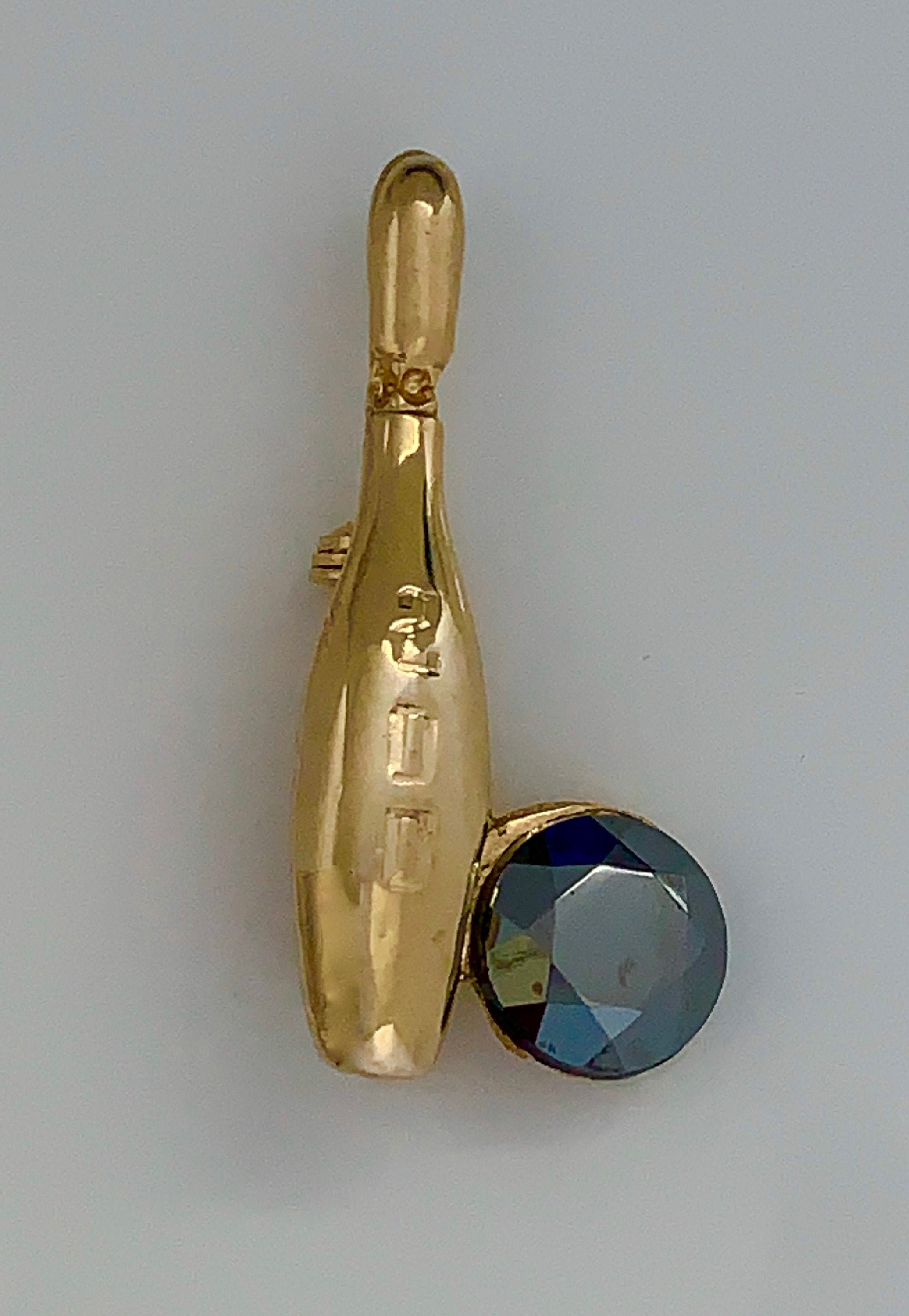 Vintage 1970s Bowling Pin and Ball Brooch, Gold Coloured Metal, 200 ...