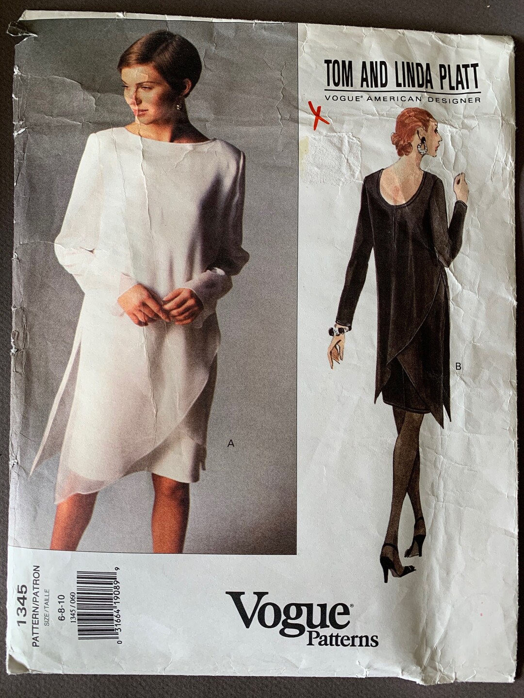 2000s *UNCUT* Vogue Pattern 1345 Size 6-8-10 Tom and Linda Platt Dress ...