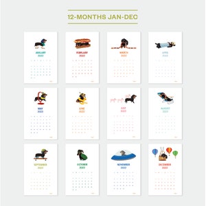 Dachshund Calendar - Mini - Digital Download - Etsy