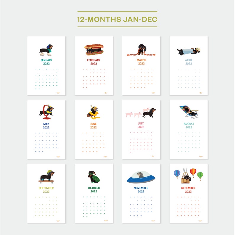 Dachshund Calendar - Mini - Digital Download - Etsy