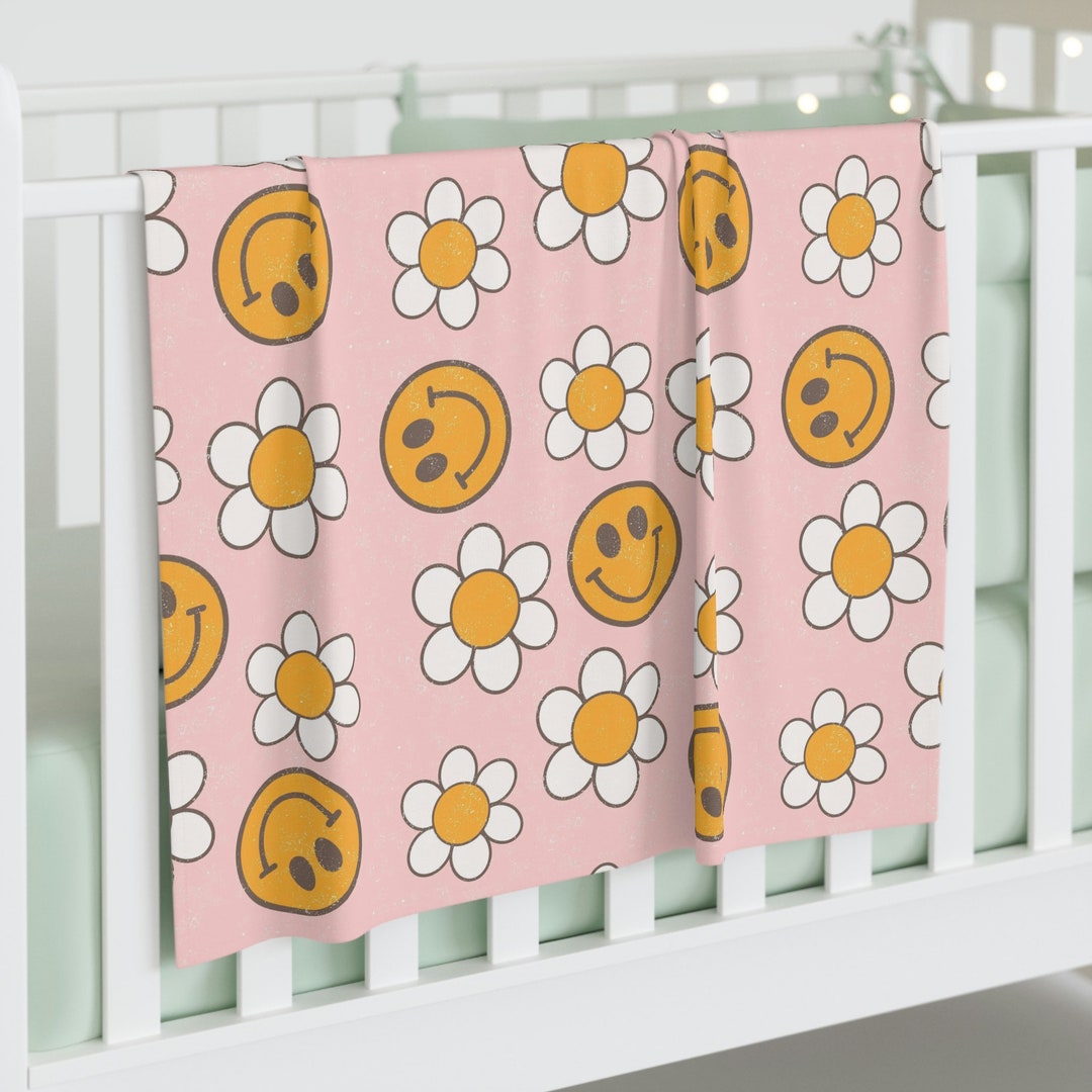 Pink and Yellow Daisy Baby Swaddle Blanket Baby Infant Nursery Newborn ...