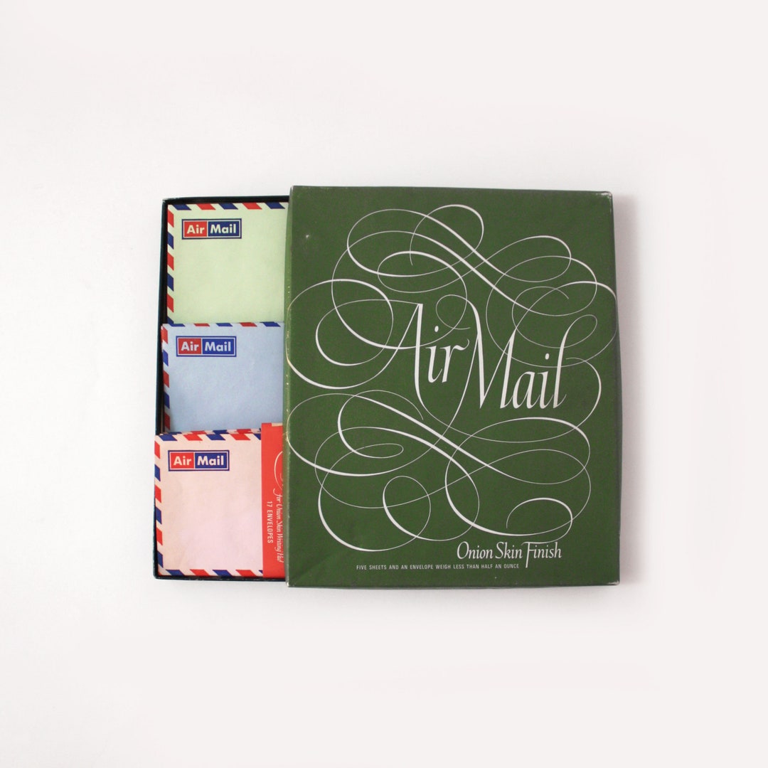 Vintage Air Mail Stationery Box and Colour Envelopes, Harrods Vintage ...
