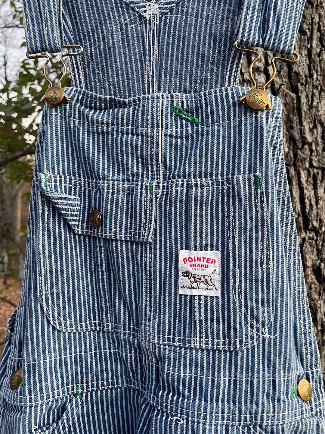 Vintage Pointer Brand Overalls Hickory Stripe Engineer Bibs Made in USA ...