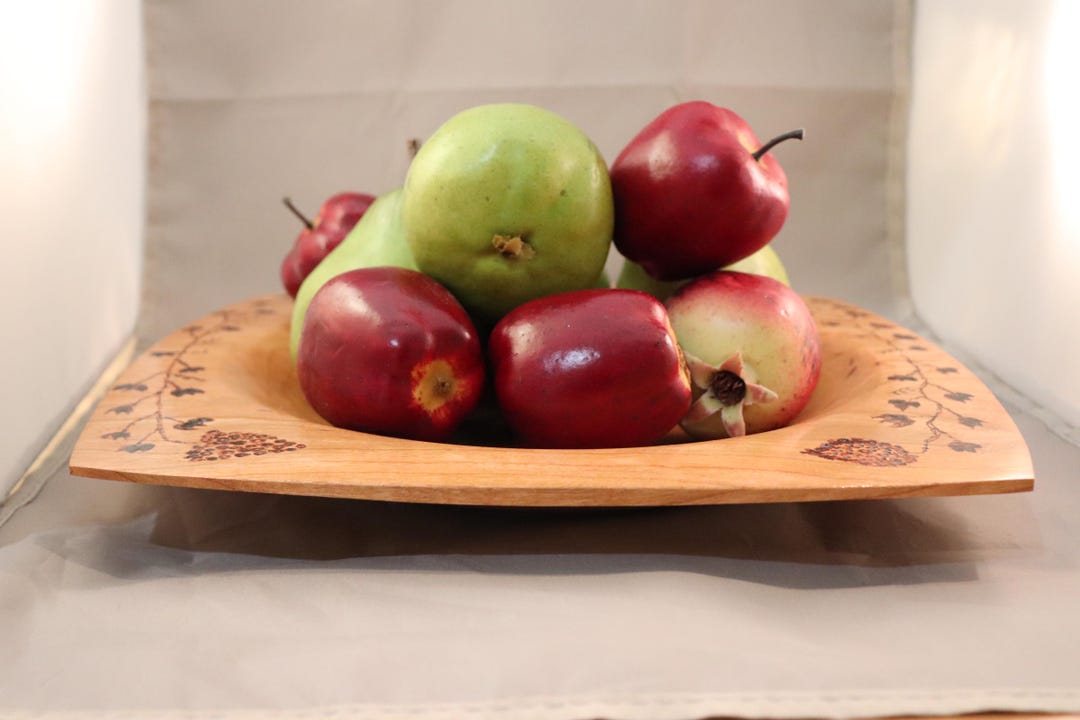 Hand-turned Wooden Platter,american Black Cherry With Pyrography Design ...