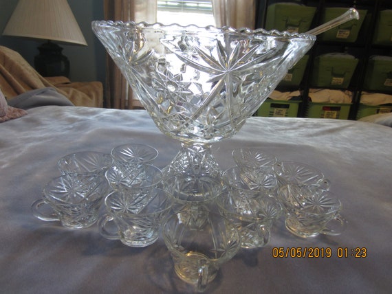 Prescut Crystal Clear Star of David Punch Bowl Kitchen & Dining Home ...
