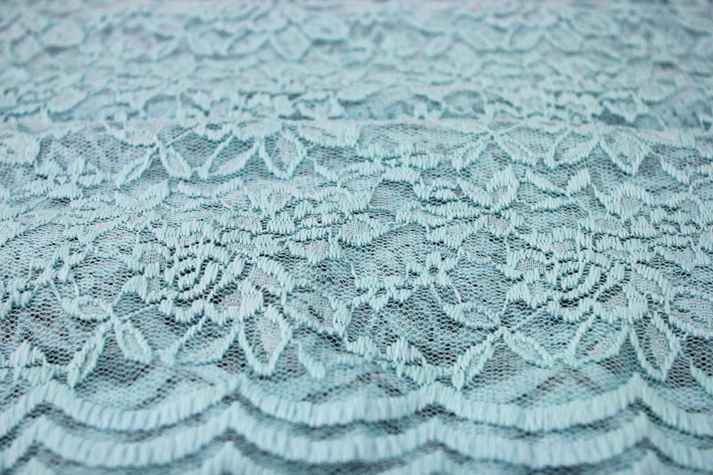 Blue Spa Scalloped Lace Fabric by the Yard Wedding Bridal | Etsy