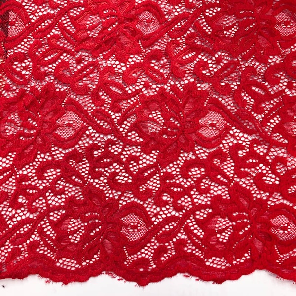 Red Lace Fabric - Etsy