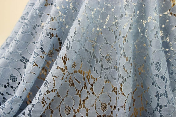 Blue Chambray Cotton Lace Fabric by the Yard Wedding Bridal Craft Lace Material Cotton Blue Chambray Lace Fabrics 1 Yard Style 200 Etsy Ireland