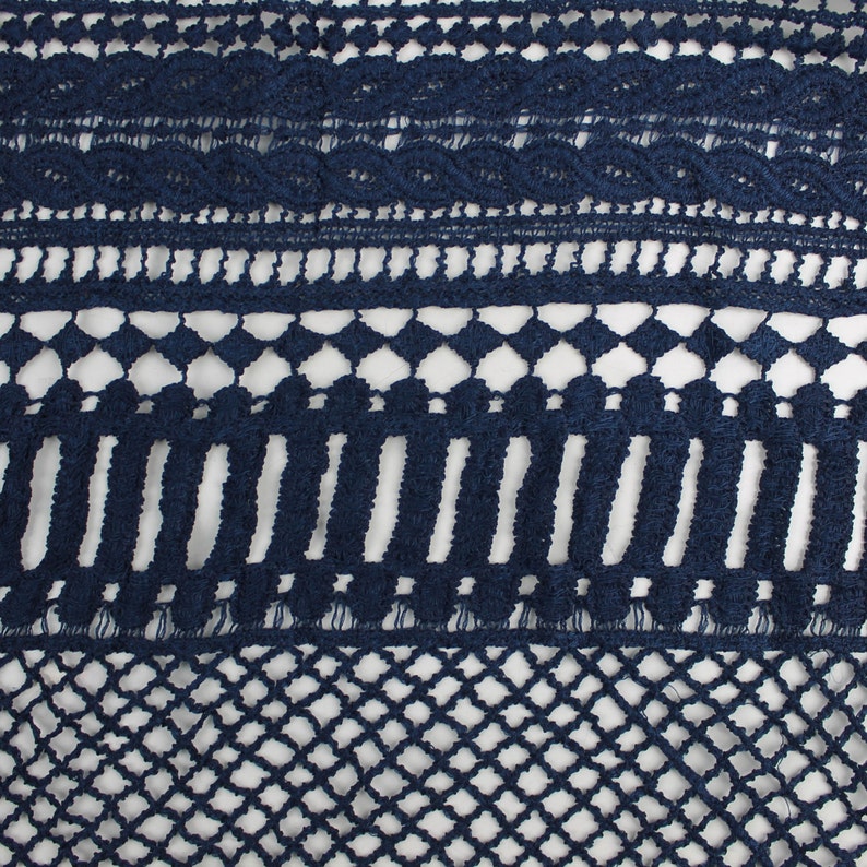 Navy Judy Pattern Chemical Lace Fabric by the Yard Style 664 | Etsy