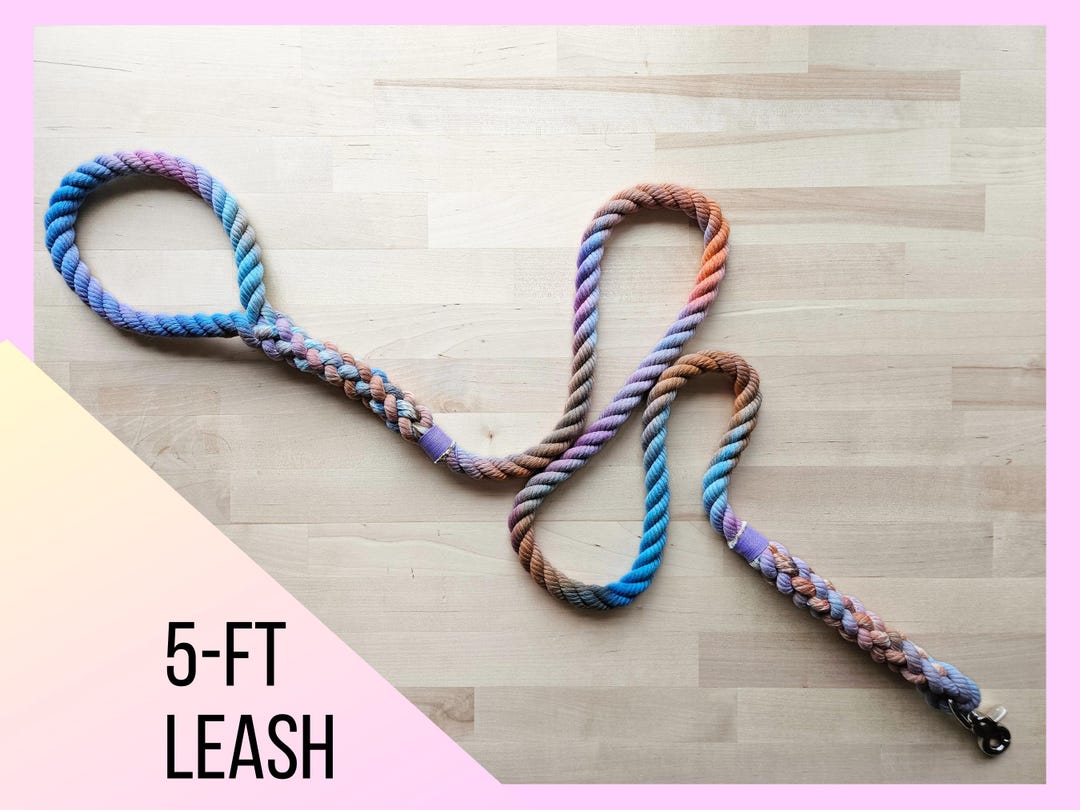 5 Ft. Cotton Rope Leash | Blue and Orange Dog Leash | Rainbow Dog Leash ...